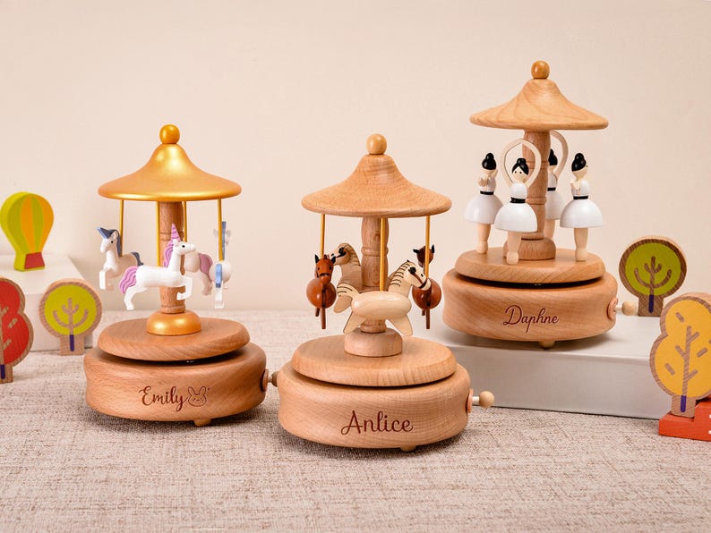 Engraved Music Box With Name, Personalized Wooden Music Box, Baby ...