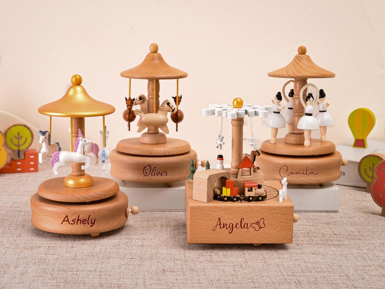 Engraved Music Box With Name, Personalized Wooden Music Box, Baby ...