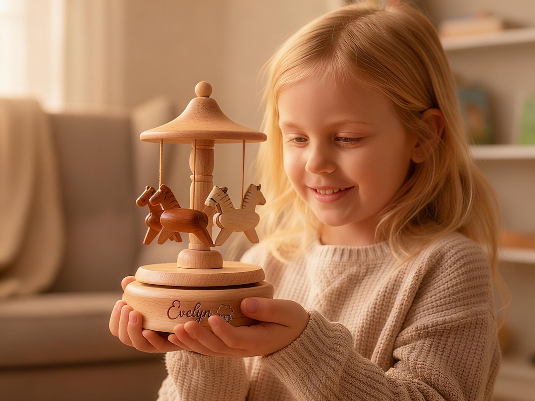 Engraved Music Box With Name, Personalized Wooden Music Box, Baby ...