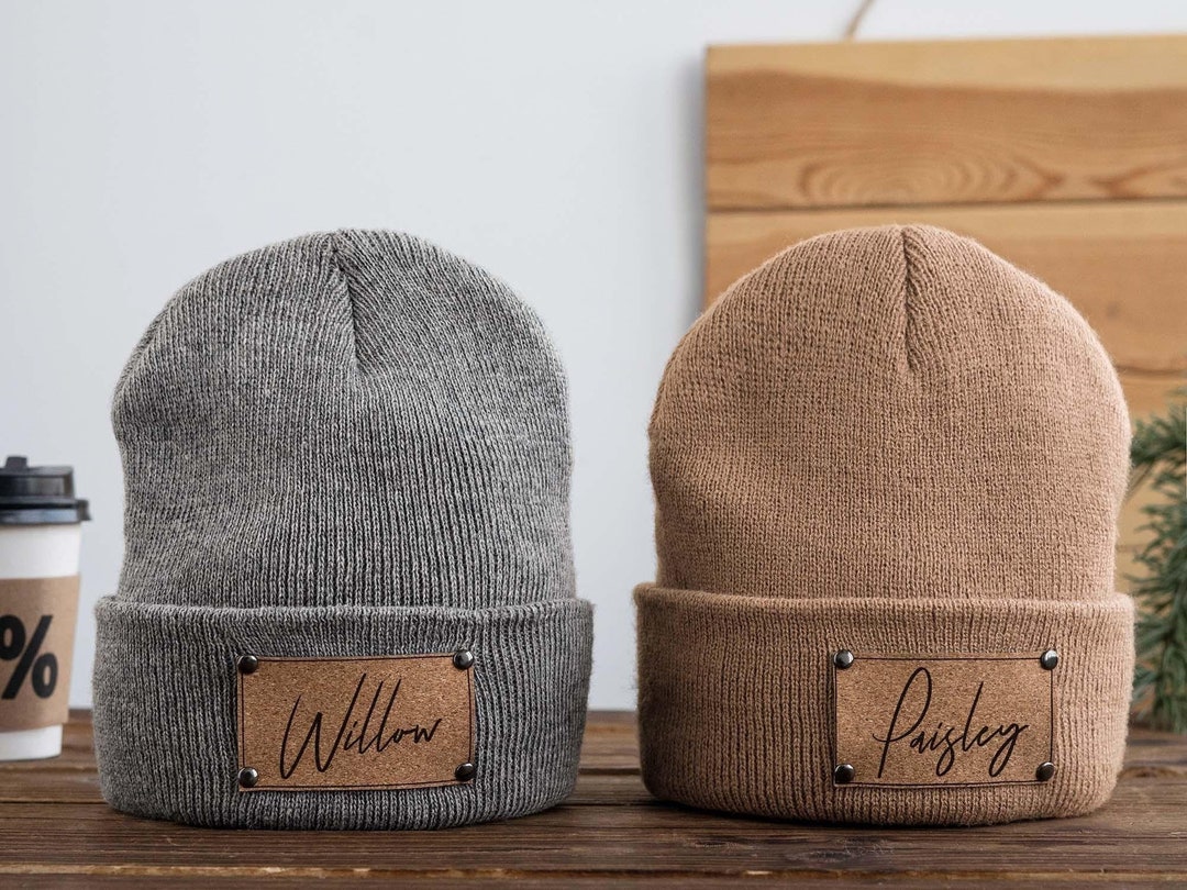 Personalize Baby Beanie With Name,beanies for Babies,leather Patch ...