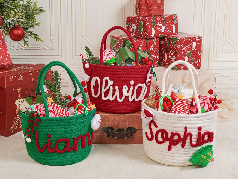 Personalized Christmas Basket With Name,custom Christmas Gift Basket ...
