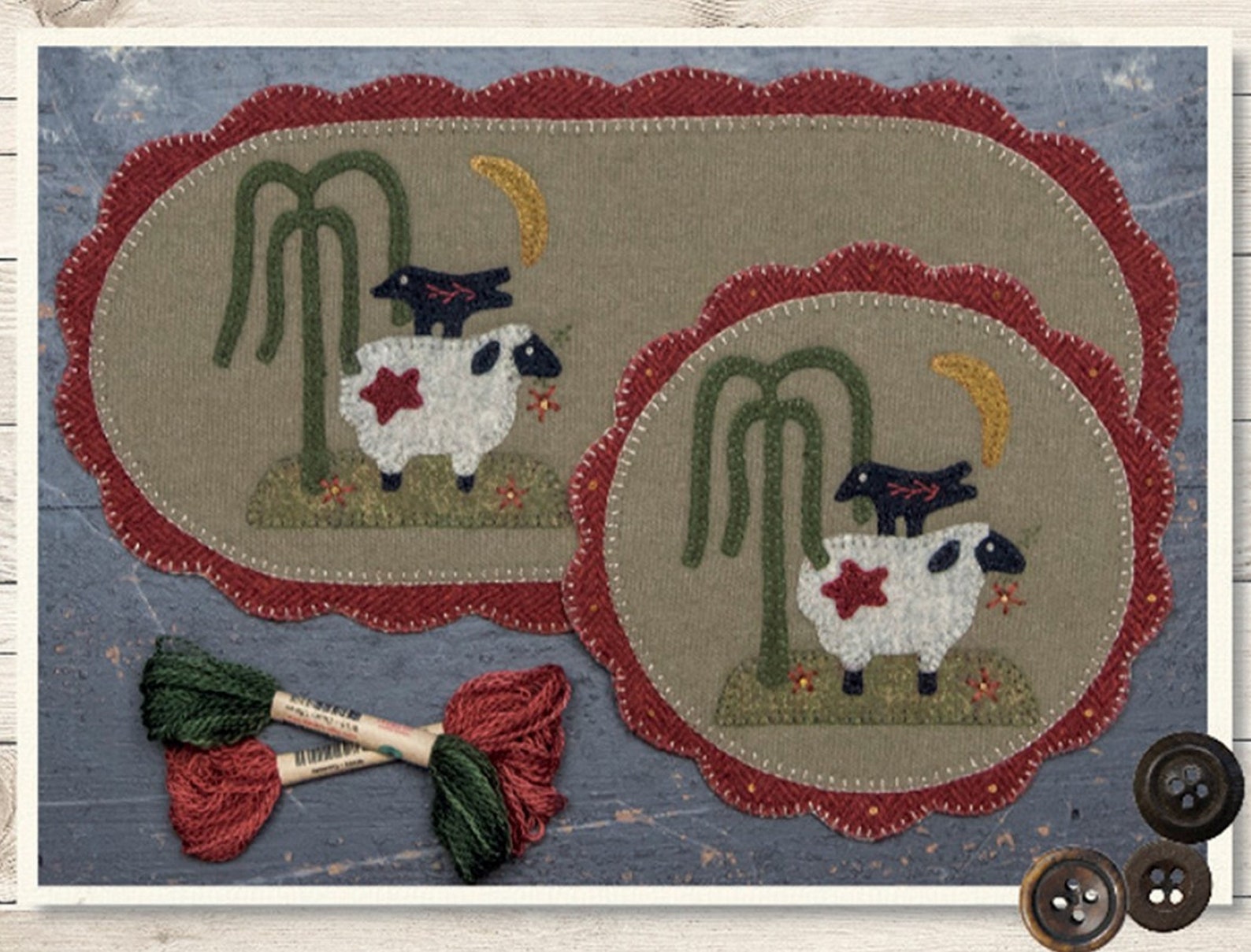 Primitive Folk Art Wool Applique Pattern Buttermilk Basin | Etsy