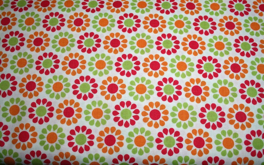 Riley Blake Blooms in Orange, SUMMER SONG Quilt Fabric, Orange Green ...