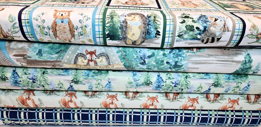 FOREST FRIENDS Cotton Quilt Fabric, Yard Bundle of 5, Boy Collection 3 ...
