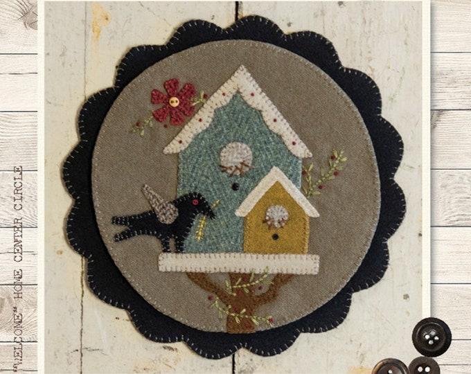 Primitive Folk Art Wool Applique Pattern Welcome Home Center - Etsy