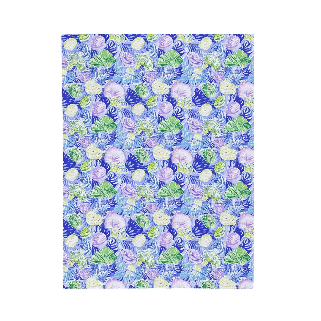 Seashell & Coral Velveteen Plush Blanket | Coastal Ocean Pattern in ...