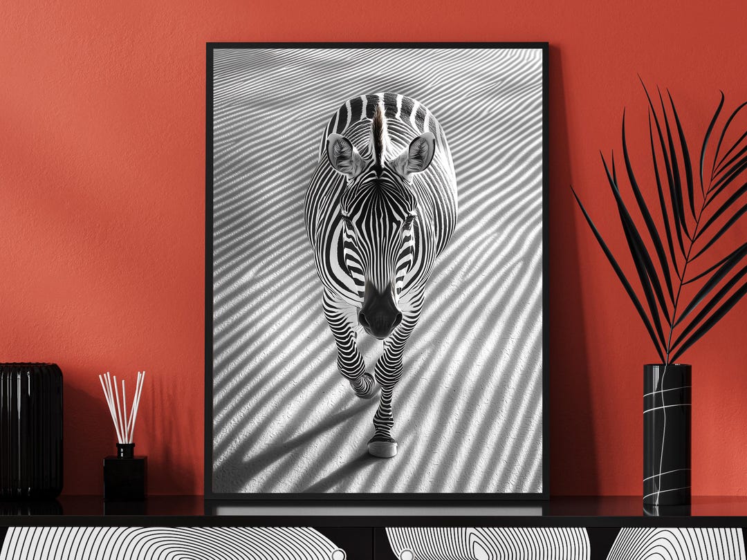 Zebra Optical Illusion Digital Art, Minimalist High-contrast Wall Decor ...