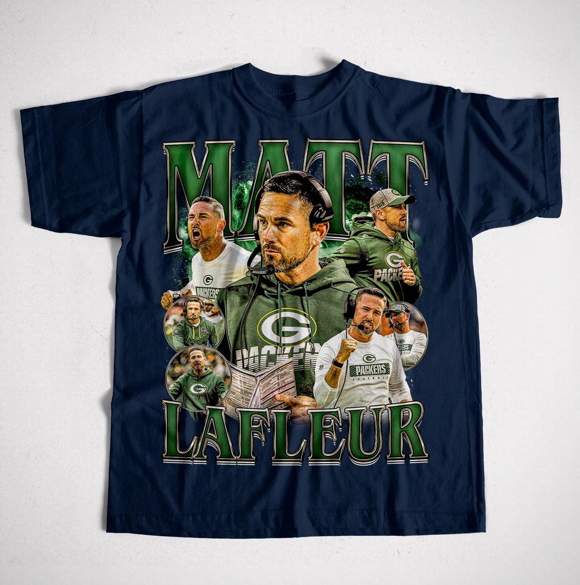 Retro Style Matt Lafleur Homage Tshirt Green Bay Football Graphic Tee ...