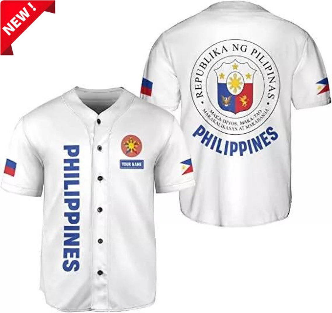 Personalized Philippines Baseball Jersey, Filipino Flag Baseball Jersey ...