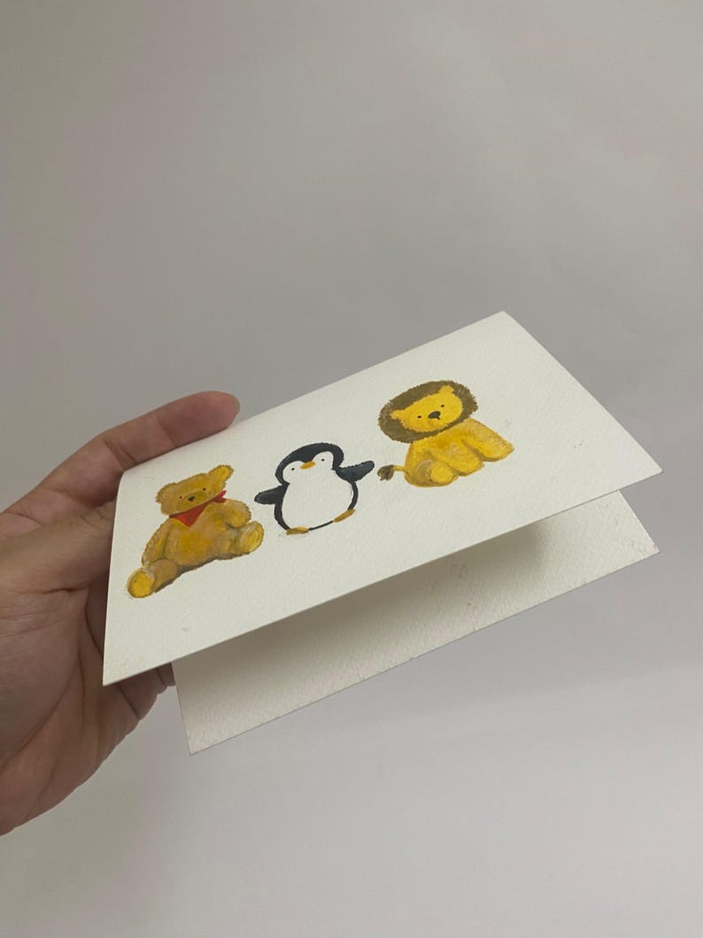 Hand-drawn Cards With Jellycat Inspired - With 1 More Gift Card - Etsy
