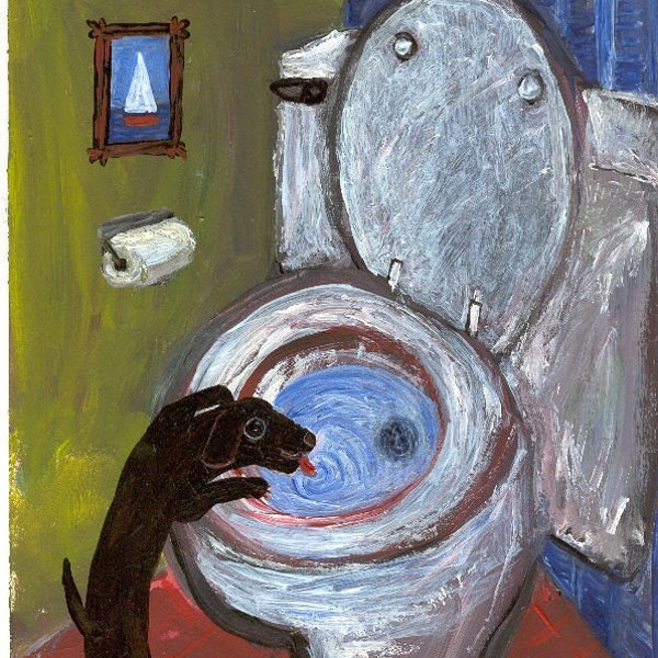 Black Lab on a Toilet - Etsy