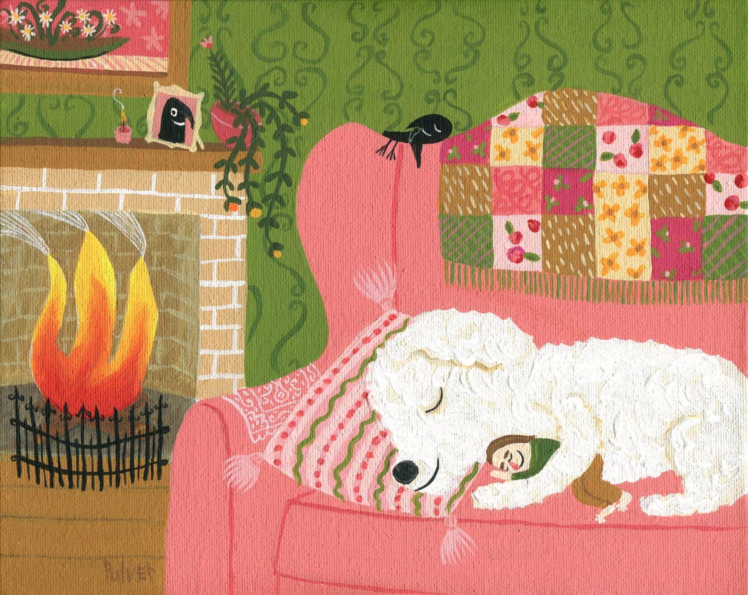 Fluffy White Dog Art Print - Little White Poodle Bichon Frise Bolognese ...