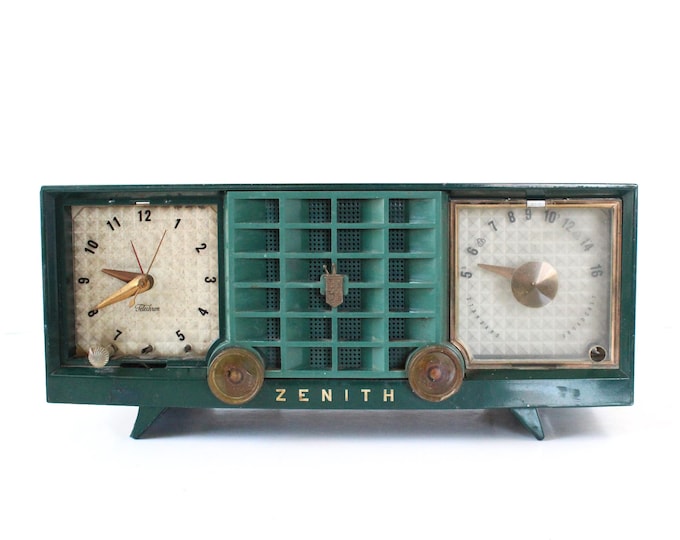 Vintage Green Radio by Zenith, Clock Radio, NOT in Working Order, Retro ...