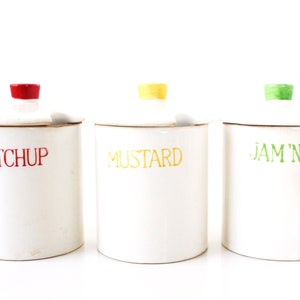 Vintage Condiment Containers, Jam, Jelly, Ketchup, Mustard, Kitchen ...