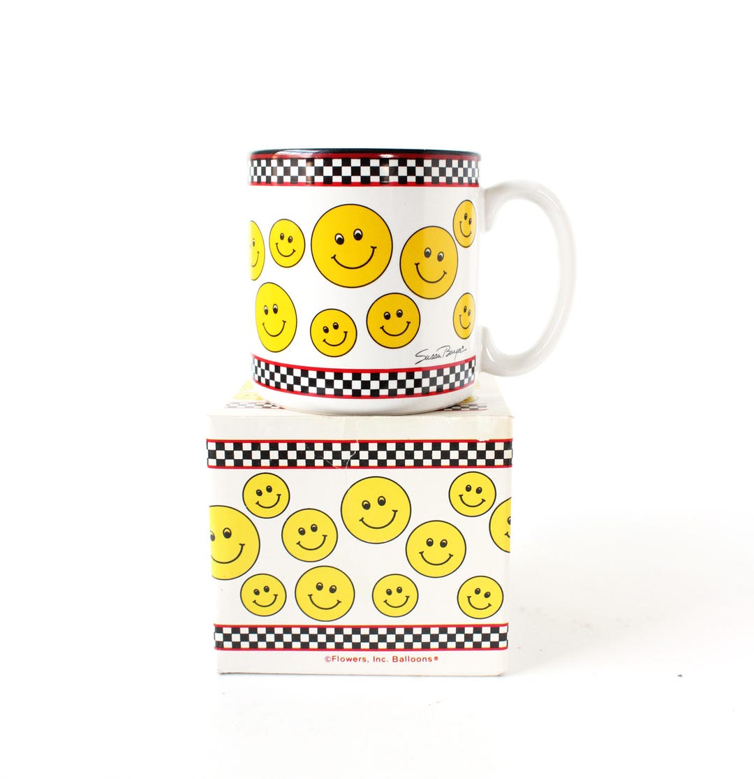 Vintage Smiley Face Coffee Mug, Susan Burger Design, Original Box, NOS ...