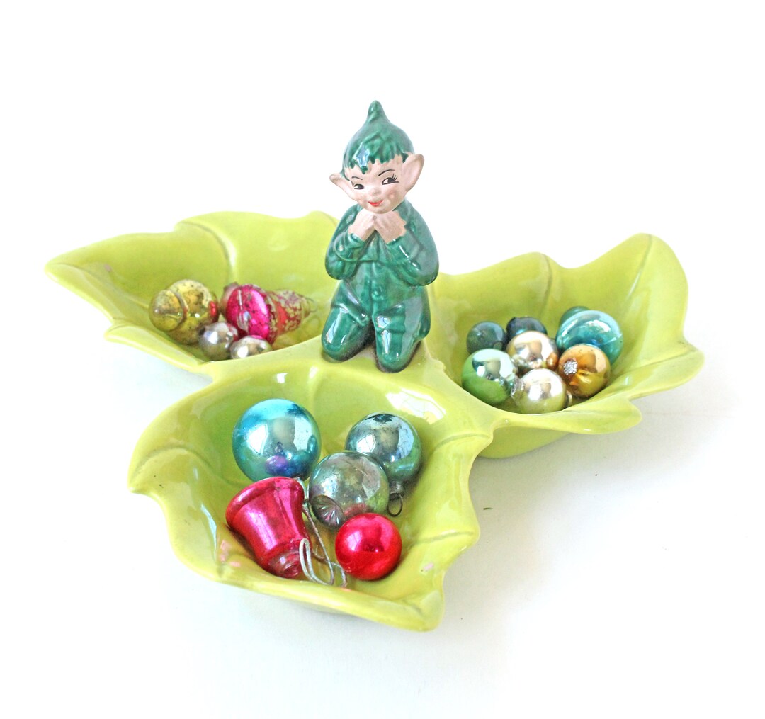 Vintage Christmas Dish, Elf Candy Dish, Vintage Gnome, Gilner Ceramics ...