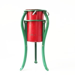 Vintage Christmas Tree Stand, Retro Tripod Tree Stand, Red and Green ...
