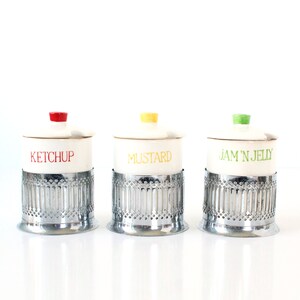 Vintage Condiment Containers, Jam, Jelly, Ketchup, Mustard, Kitchen ...