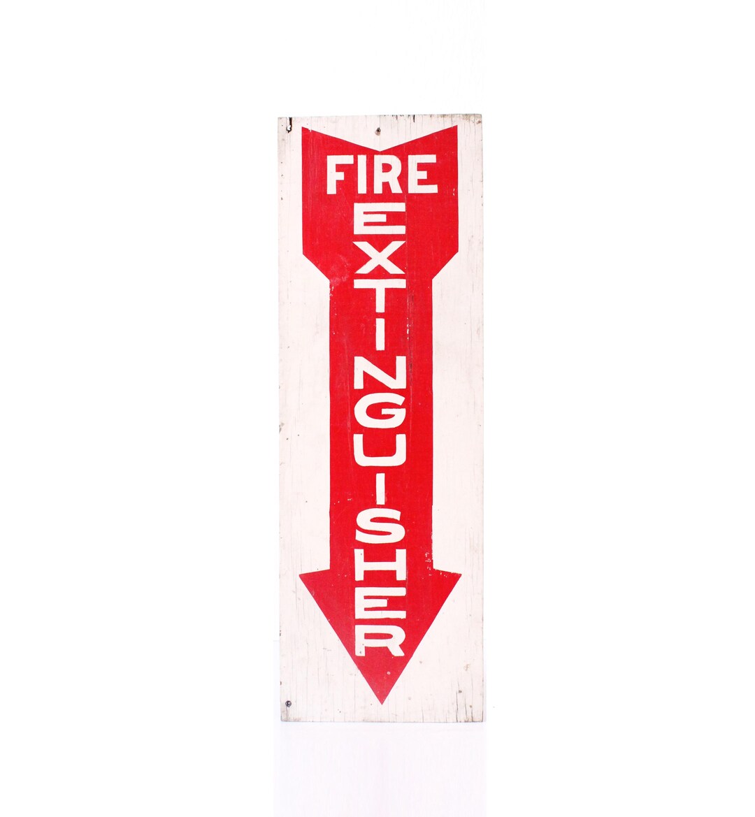 Vintage Fire Extinguisher Sign, Red White Sign, Chippy Old Sign, Hand ...