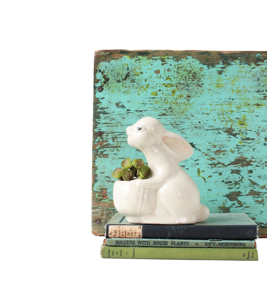 Vintage Bunny Rabbit Planter, White Ceramic Bunny Planter, Vintage ...