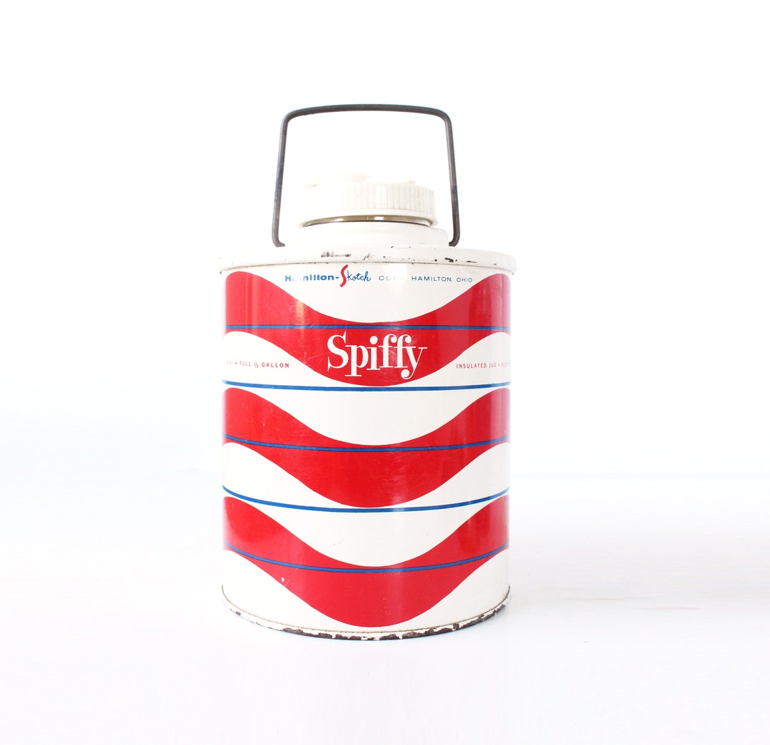 Vintage Spiffy Thermos Jug, Red White Stripe Thermos, Skotch Hamilton ...