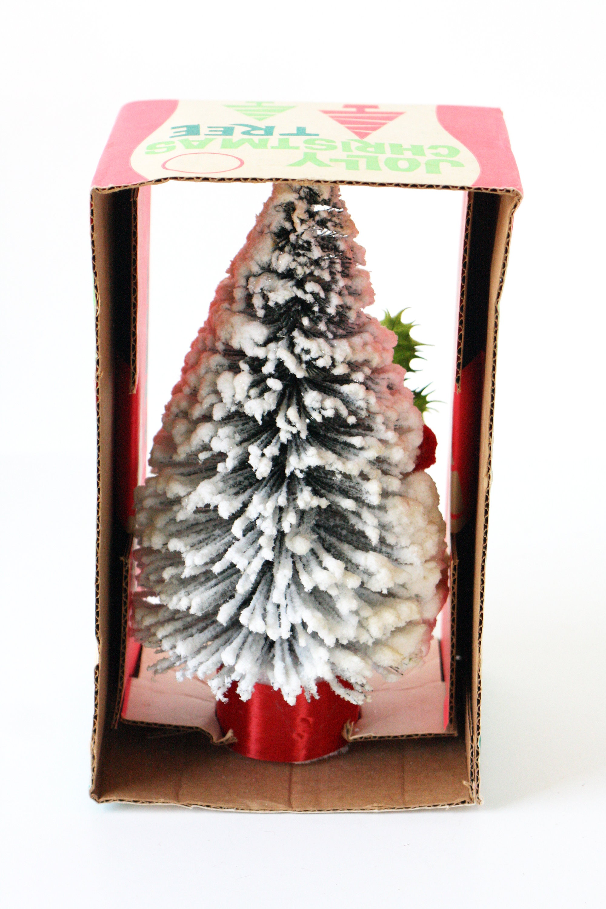 Vintage Christmas Tree Holly Jolly Tree Flocked Bottle Brush - Etsy