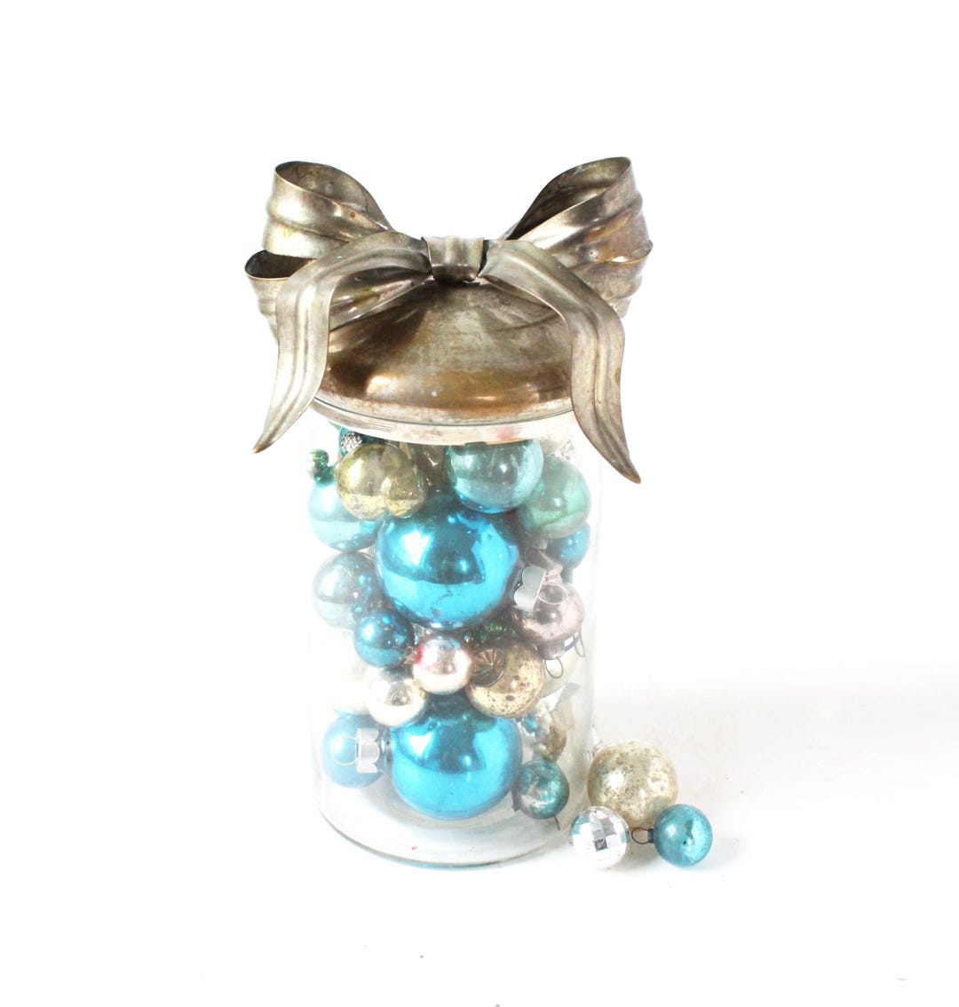 Vintage Bow Jar, Coquette Style Decor, Glass Jar With Metal Lid, Big ...