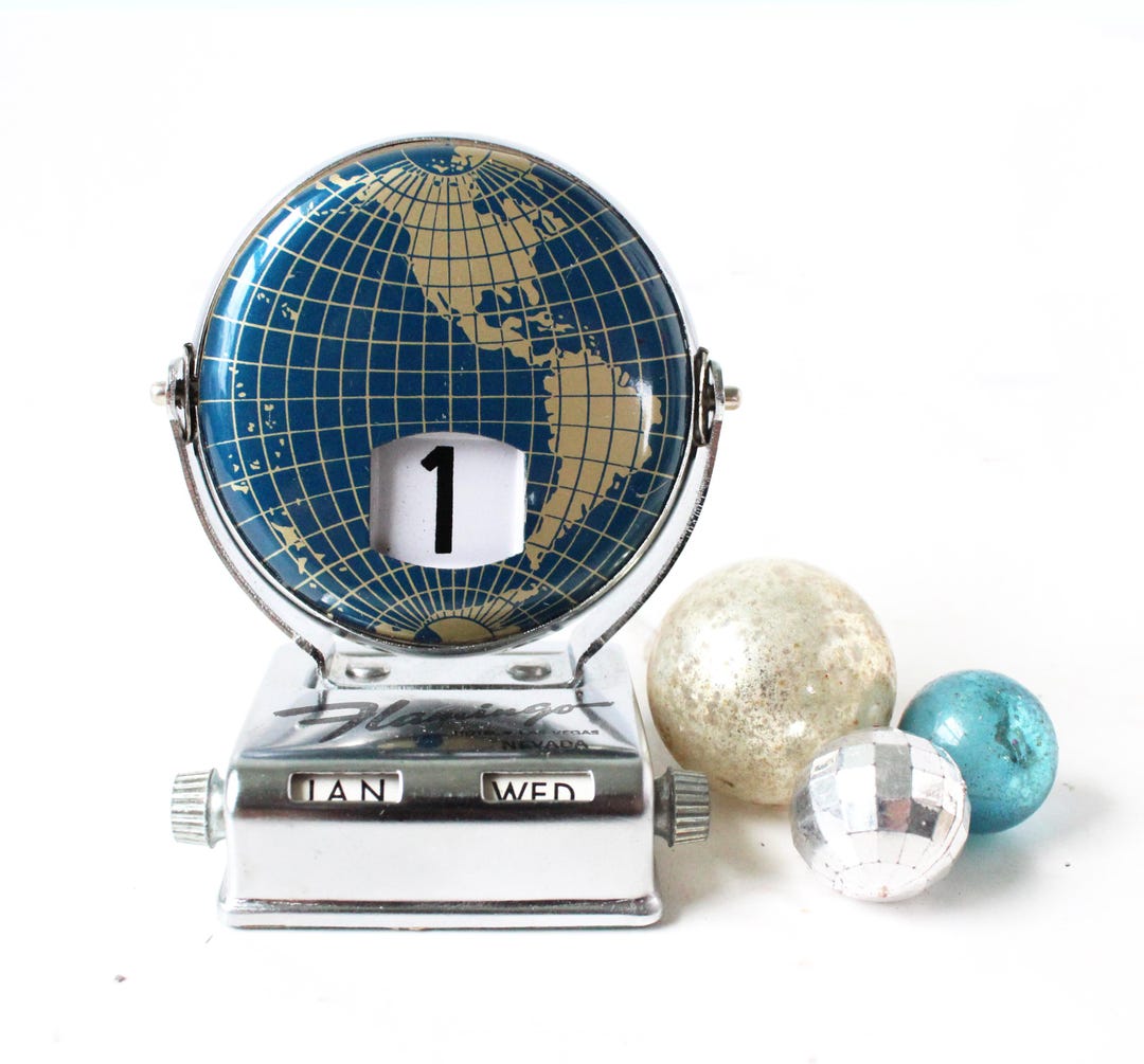 Vintage Globe Calendar, Flamingo Hotel Souvenir, Perpetual Universe ...