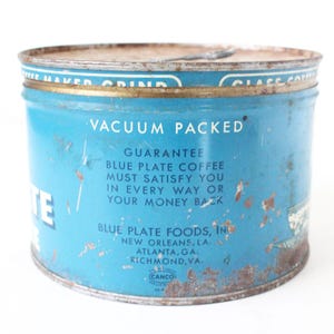 Vintage Blue Plate Coffee Tin, Coffee Container, Vintage Kitchen, Blue ...
