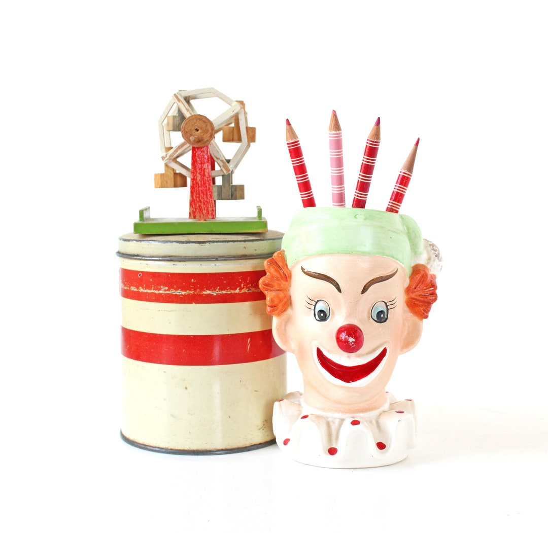 Vintage Clown Planter, Vintage Circus Decor, Retro Clown Planter, Clown ...