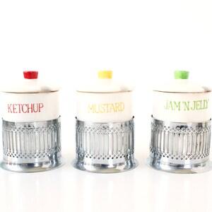 Vintage Condiment Containers, Jam, Jelly, Ketchup, Mustard, Kitchen ...