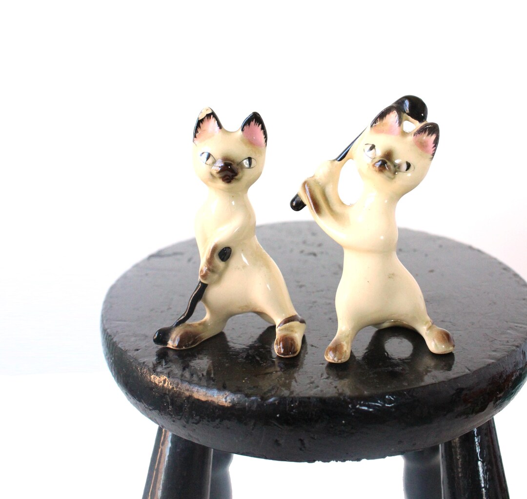 Vintage Golf Cats, Set of 2, Siamese Cats, Kitschy Figurines, Vintage ...