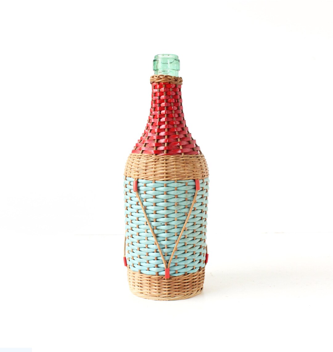 Vintage Glass Jug Demijohn, Wicker Covered Wine Bottle, Glass Wine Jug ...