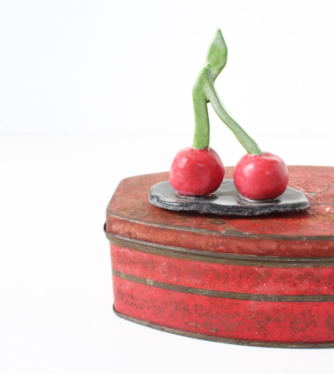 Vintage Ceramic Cherries, Handmade Cherry Decor, Vintage Home Decor ...