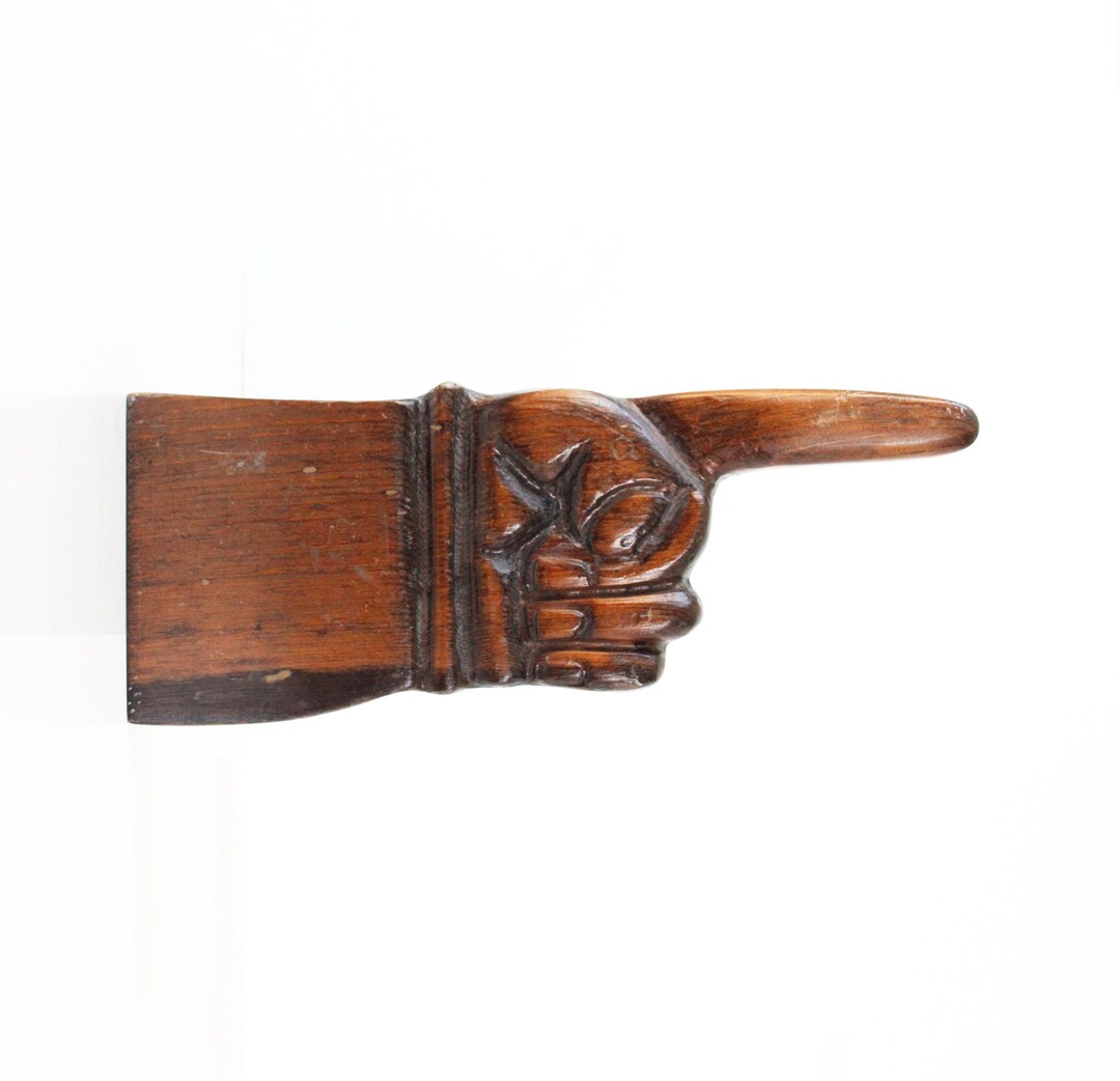 Vintage Wood Hand, Pointing Finger Sign, Large Wooden Hand, Bar Sign ...
