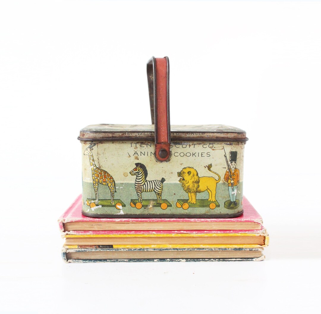 Vintage Animal Cookies Tin, Iten Vintage Tin, Vintage Cookie Tin ...