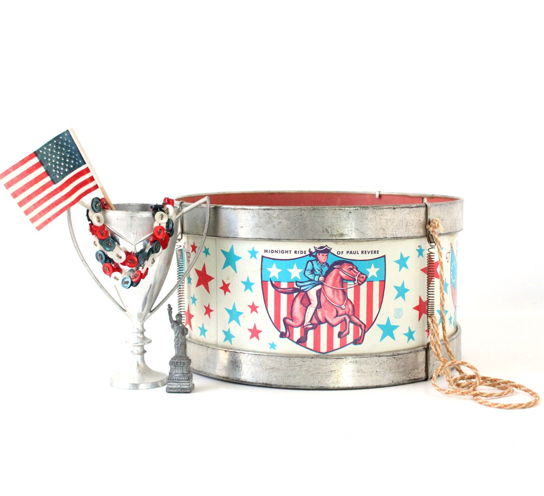 Vintage Patriotic Drum, J Chein Toys, Vintage Toy Drum, Vintage USA ...