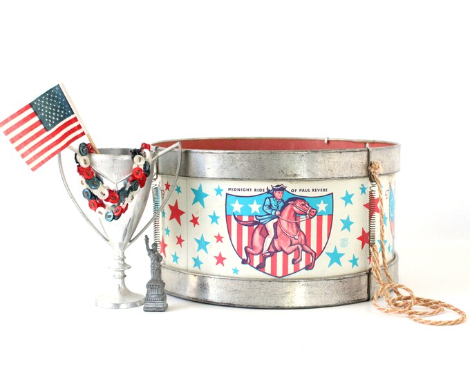 Vintage Patriotic Drum, J Chein Toys, Vintage Toy Drum, Vintage USA ...