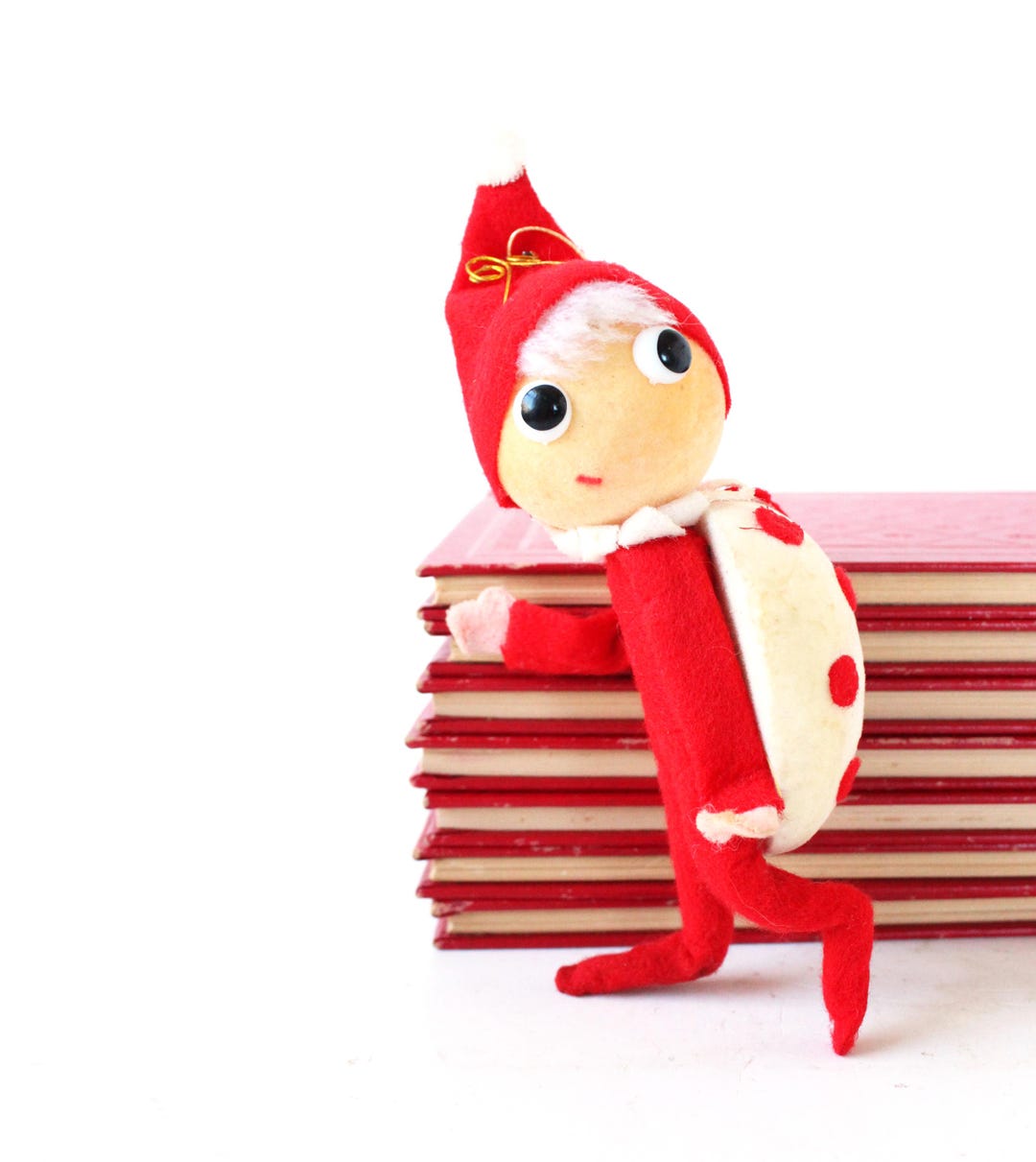 Vintage Miss Lady Bug Ornament: Anthropomorphic Pixie Christmas Decor ...