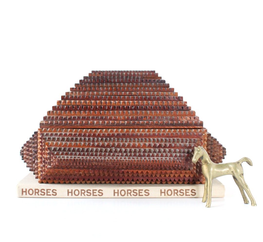 Vintage Tramp Art Box, Pyramid Shape Box, Pyramidal Tramp Art, Antique ...