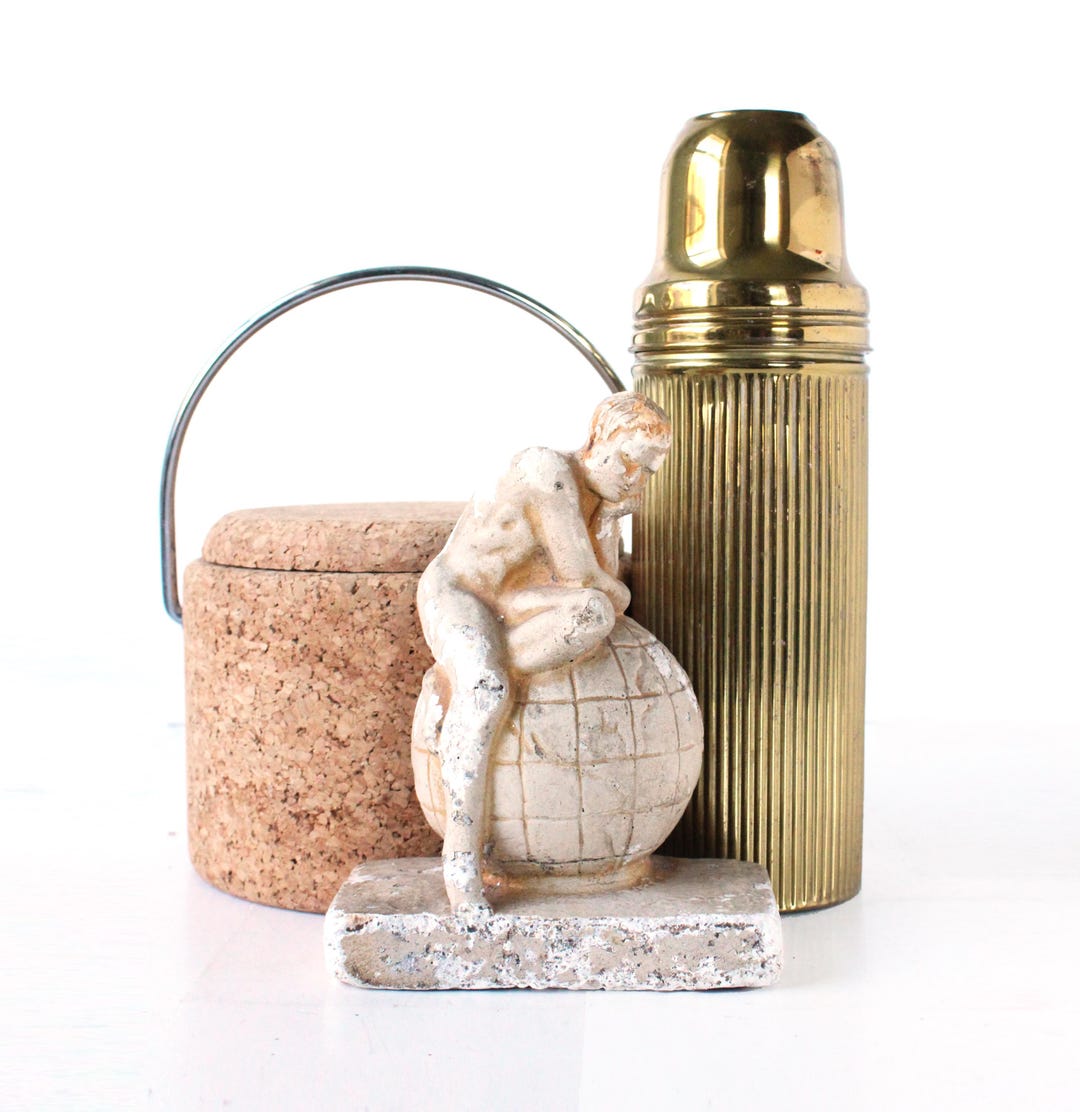 Vintage Thinker Figurine, Thinking Man With Globe, Vintage Home Decor ...