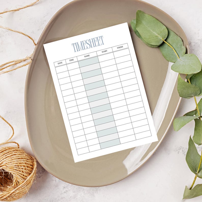 Printable Timesheet Template | Editable Work Log | Employee Time ...