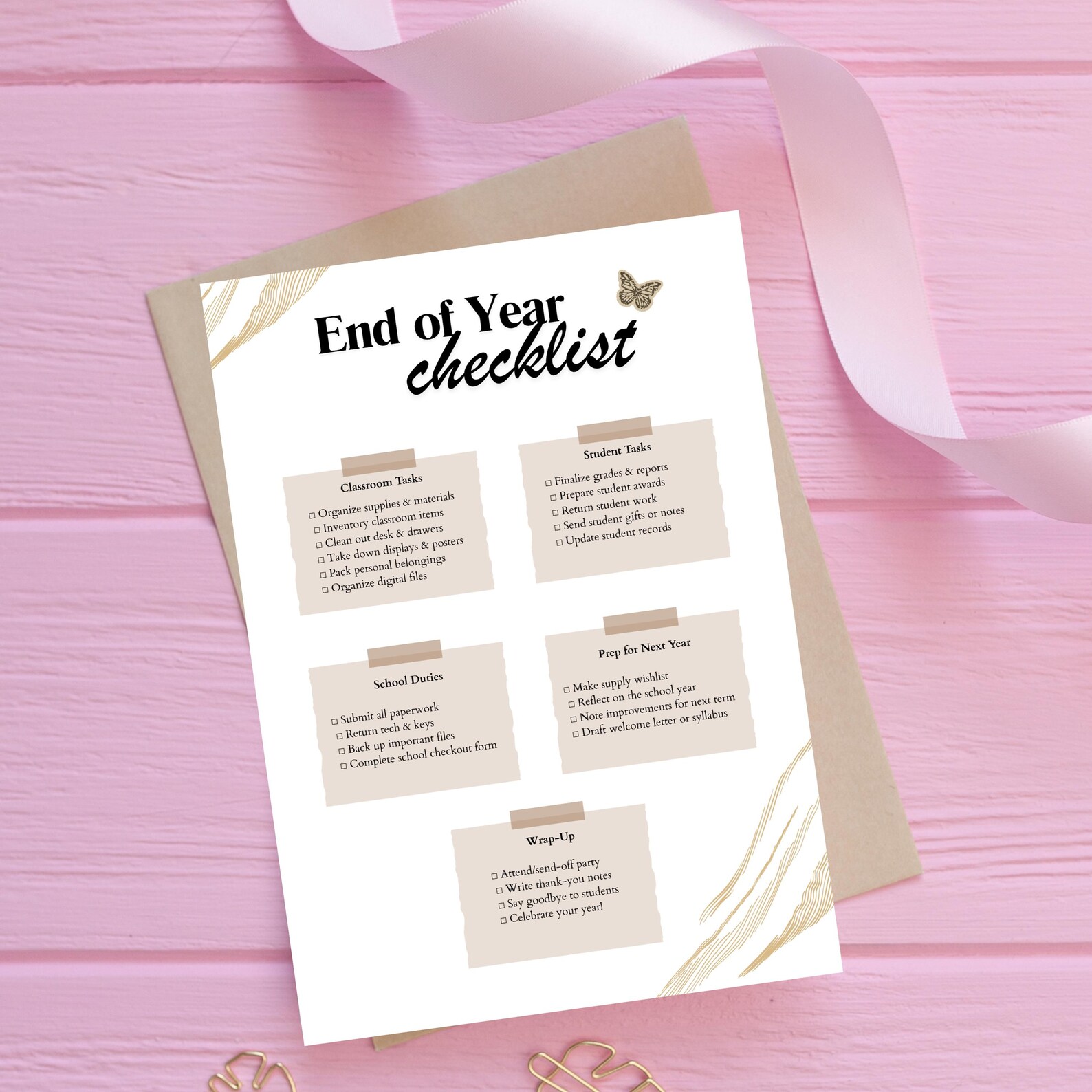 Teacher End of Year Checklist: Classroom Organization (editable PDF) - Etsy