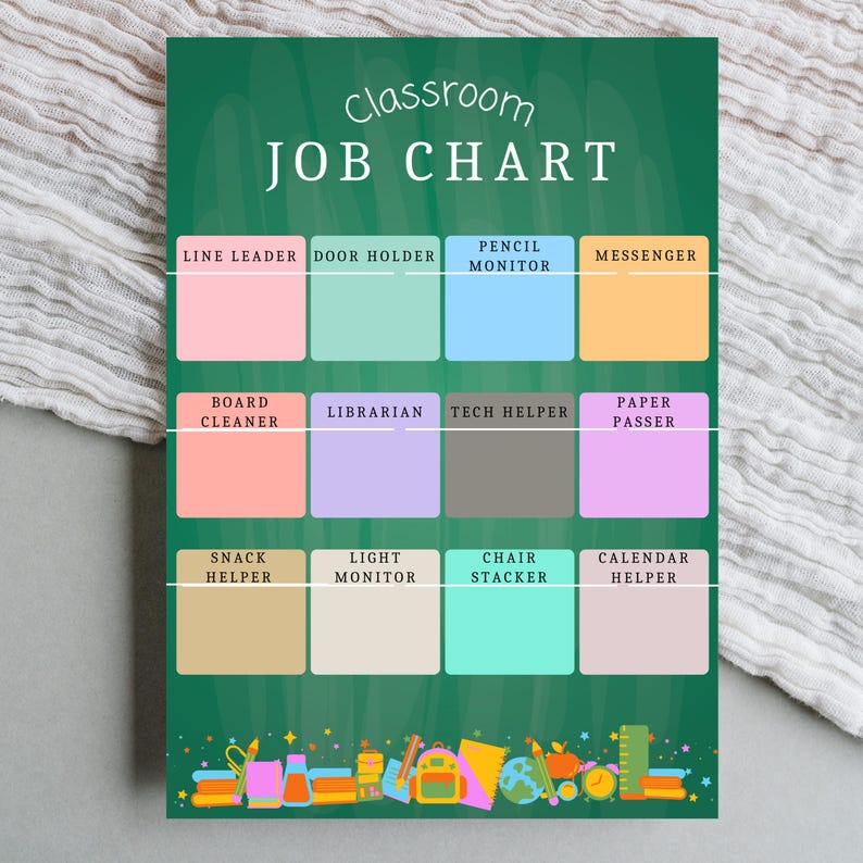 Editable Classroom Job Chart Printable: Teacher Helper, Homeschool (PDF ...