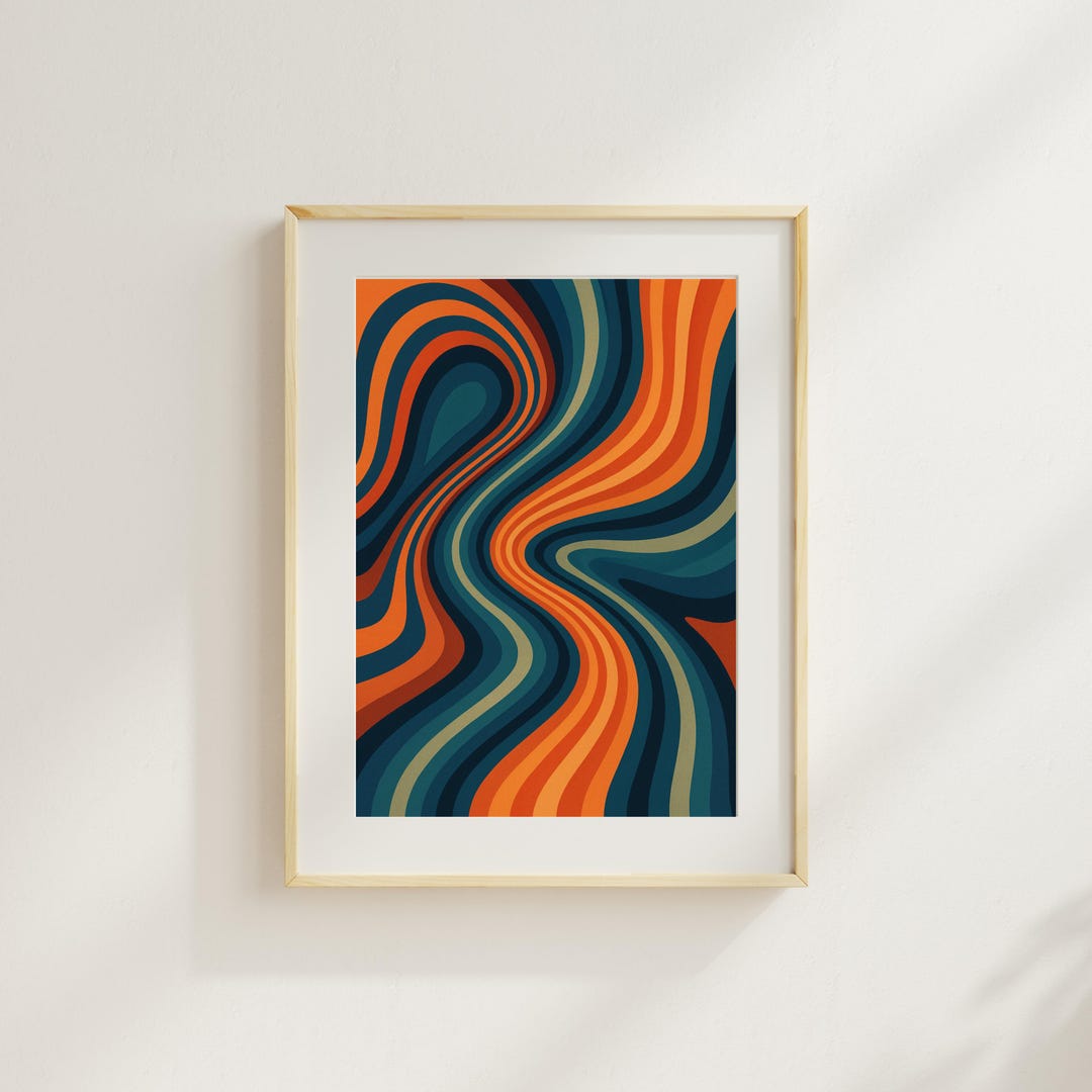 Abstract Parametric Art Print: Retro Geometric Waves (digital Download ...