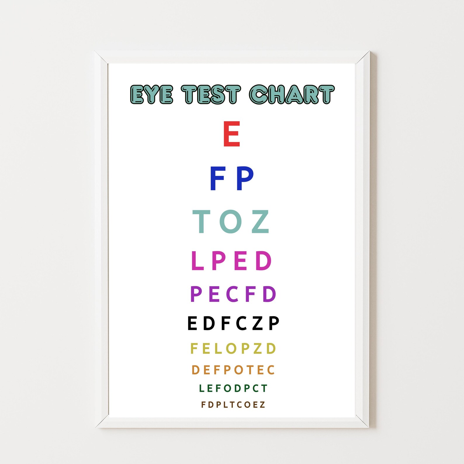 Printable Eye Chart PDF | Minimalist Vision Test Chart | Snellen Style ...