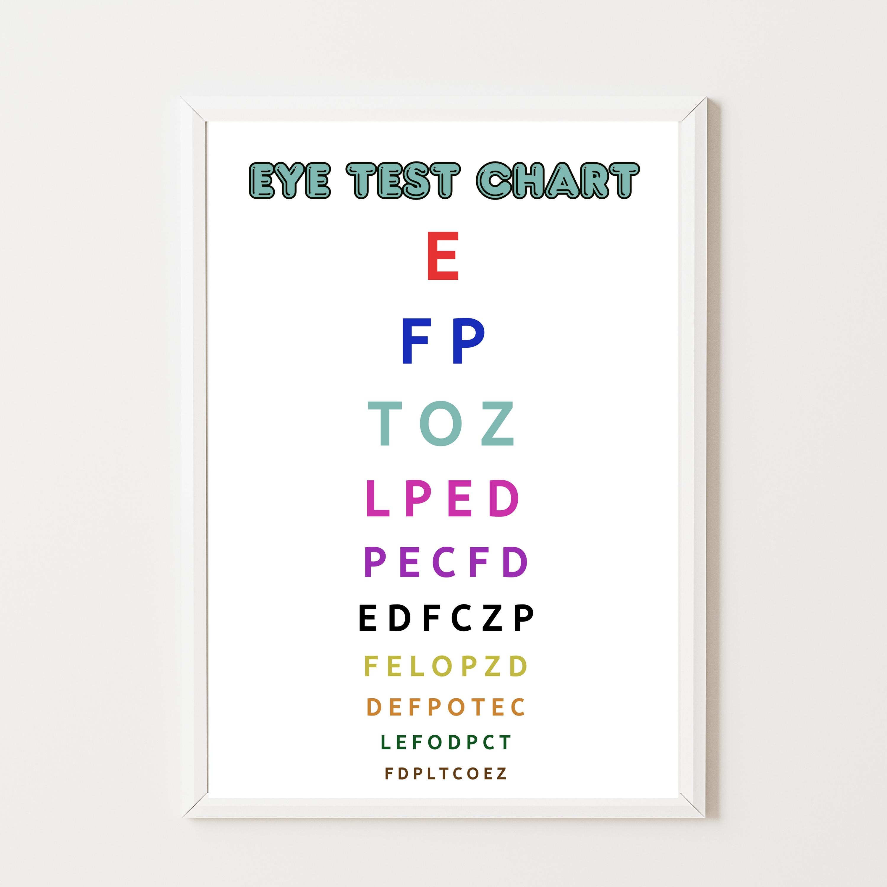 Printable Eye Chart PDF | Minimalist Vision Test Chart | Snellen Style ...