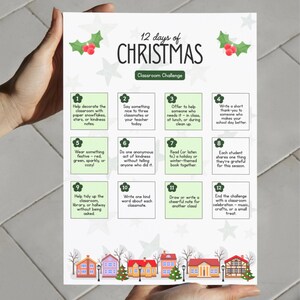 12 Days of Christmas Classroom Kindness Challenge (A4 PDF) - Etsy