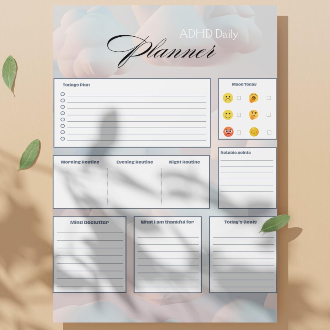 ADHD Daily Planner, Self Care Reminders, Mental Health Organizer ...