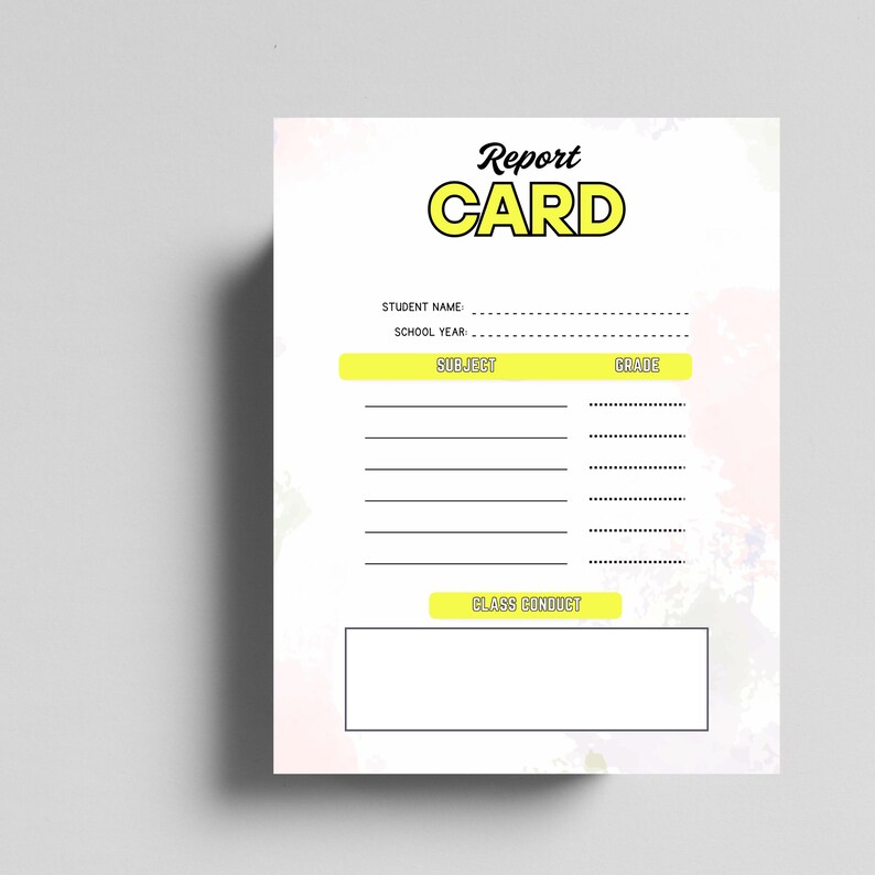 Printable Report Card Template | Editable School Report PDF ...
